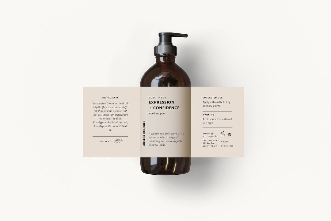 Minimalist Pump Bottle Label Template, DIY Wrap Around Design (digital ...