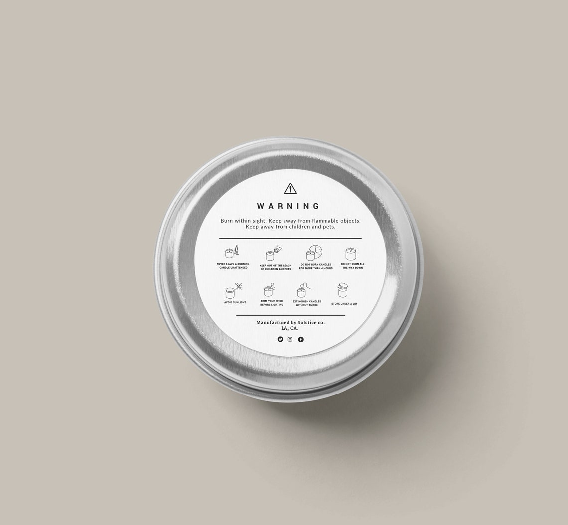 Candle Care Warning Template Printable Warning Label Candle | Etsy