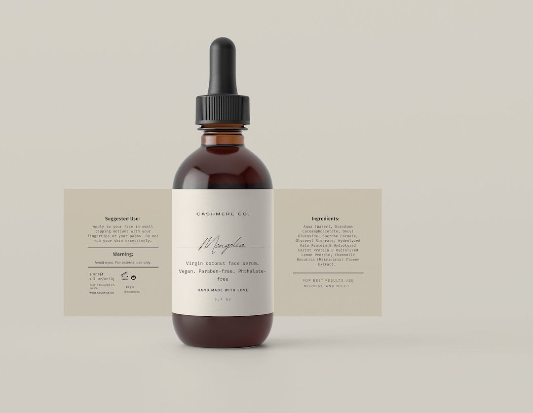 Editable Dropper Bottle Label Template, DIY Cosmetic Label Design ...