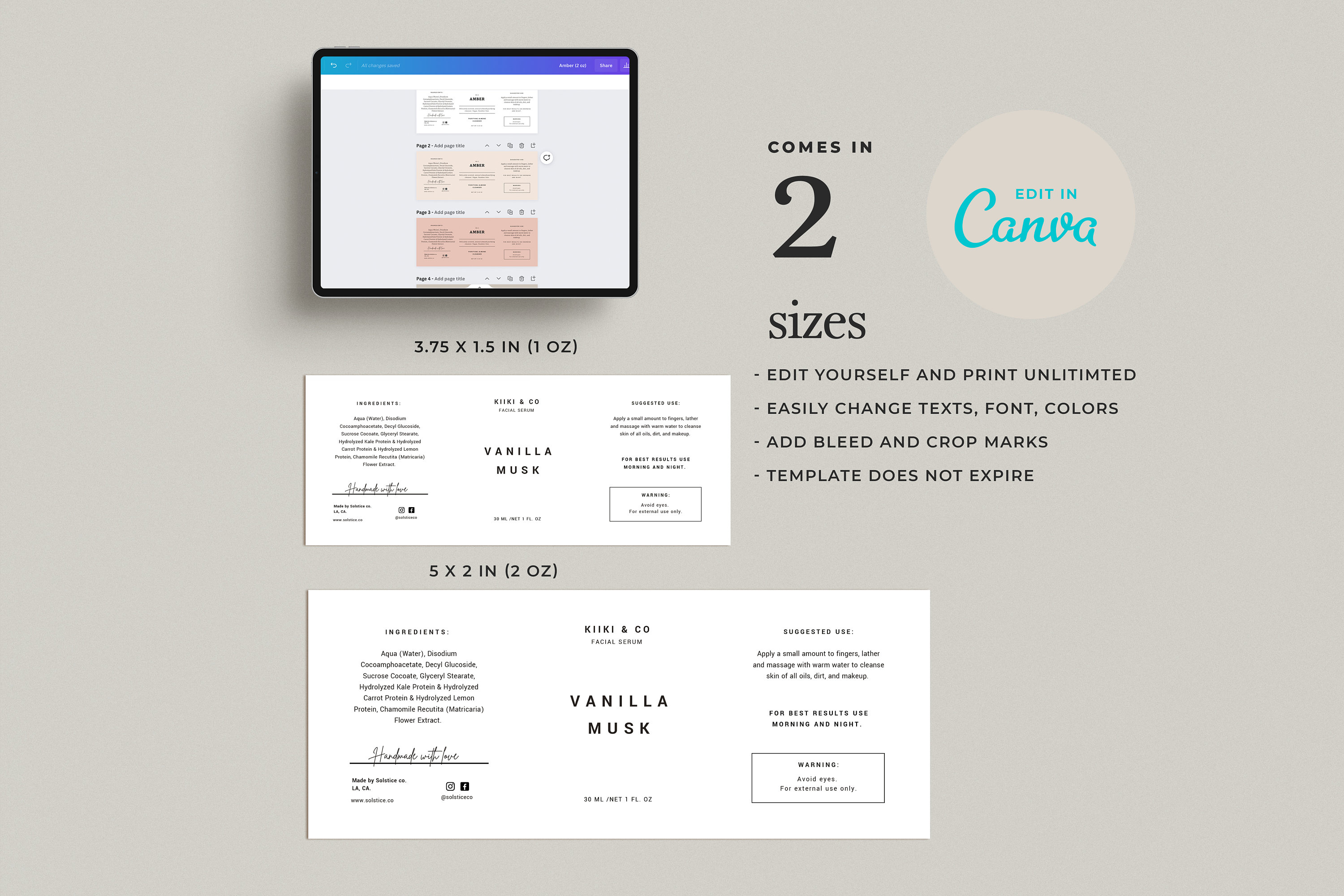 Editable Product Label Stylish Essential Label Design DIY Label Custom ...