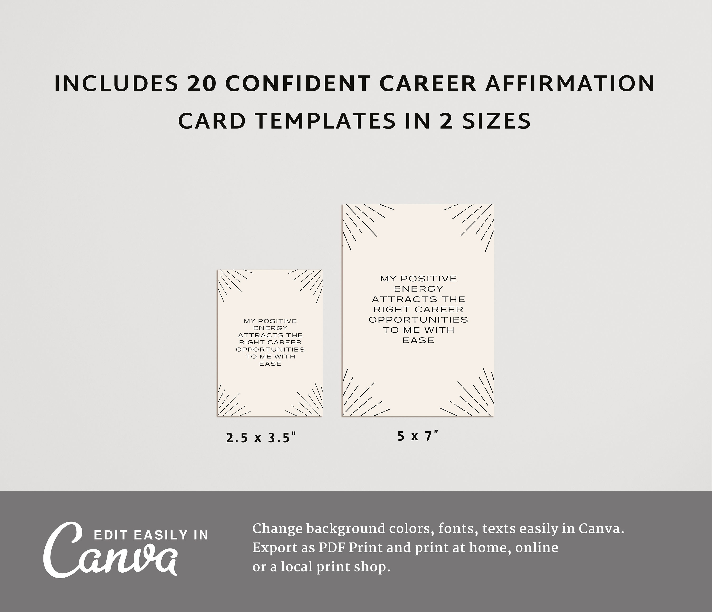 Career Affirmation Cards Template, Positive Encouragement (digital ...