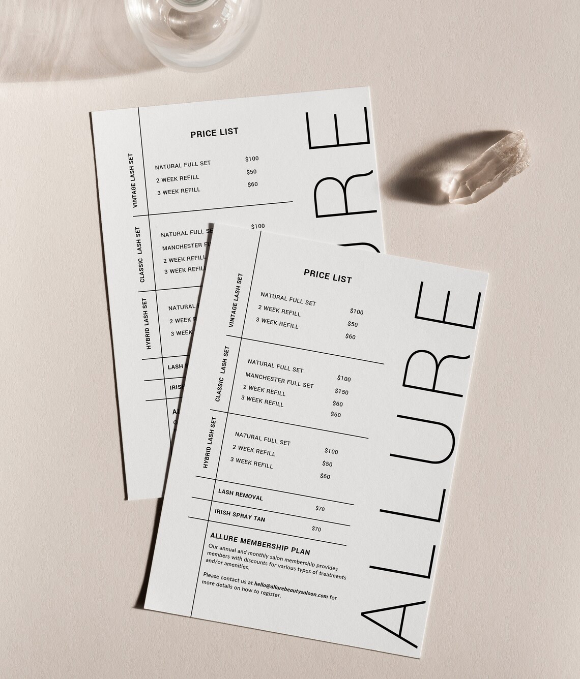 Minimalist Price List Template Printable Price Sheet DIY | Etsy