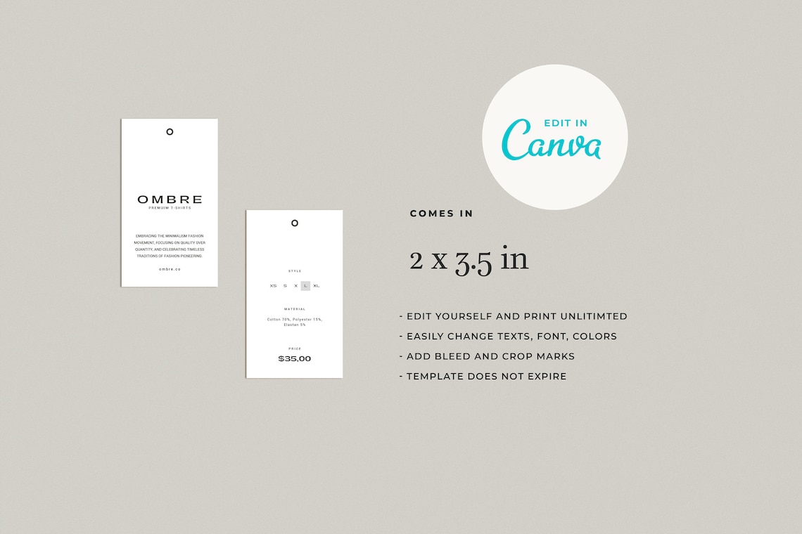 Editable Hang Tag Template DIY Hang Tags Minimalist Hang - Etsy