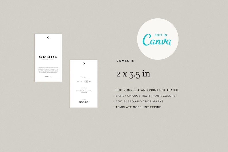 Editable Hang Tag Template DIY Hang Tags Minimalist Hang Tag Template ...