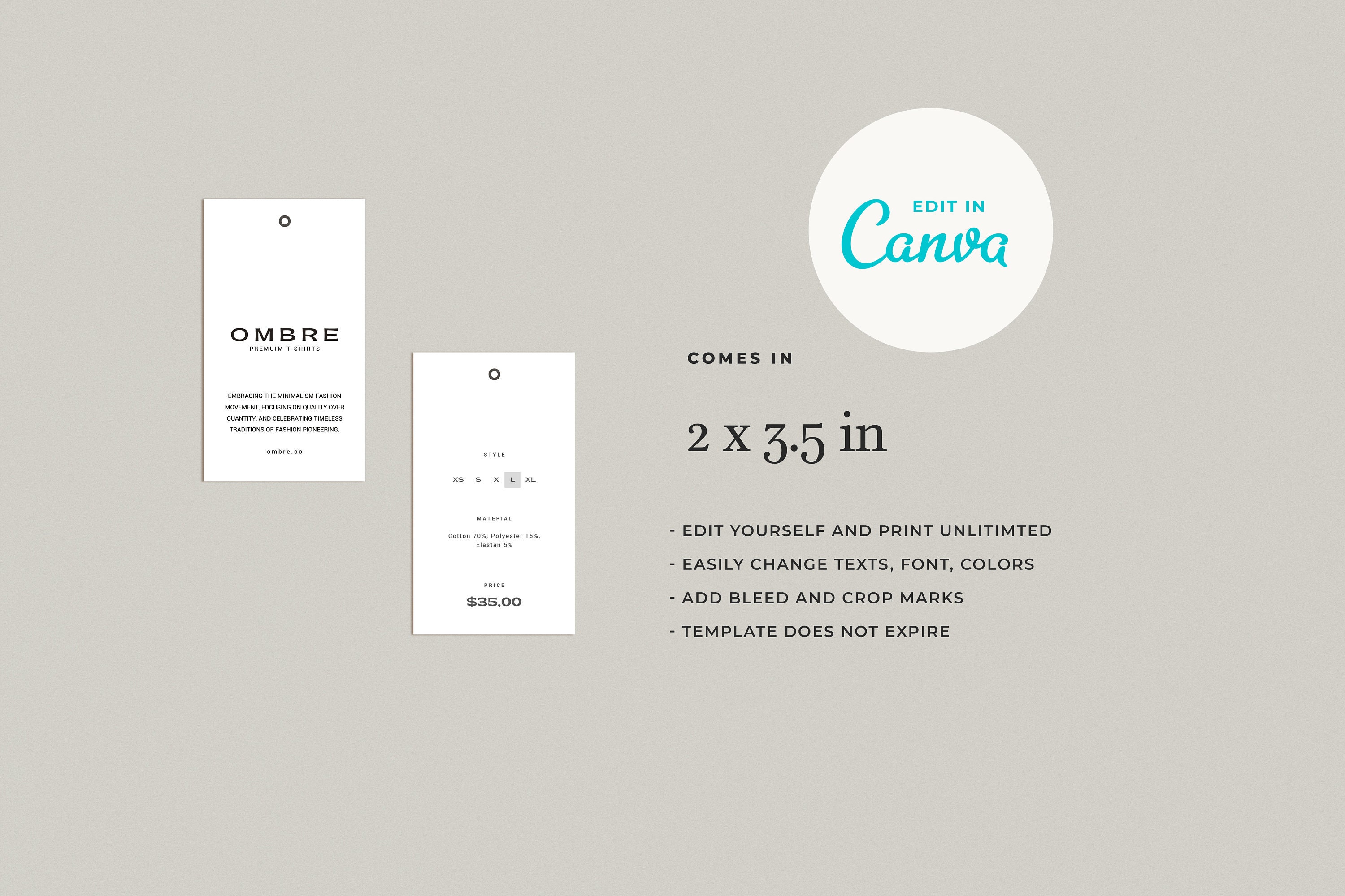 Editable Hang Tag Template DIY Hang Tags Minimalist Hang Tag Template ...