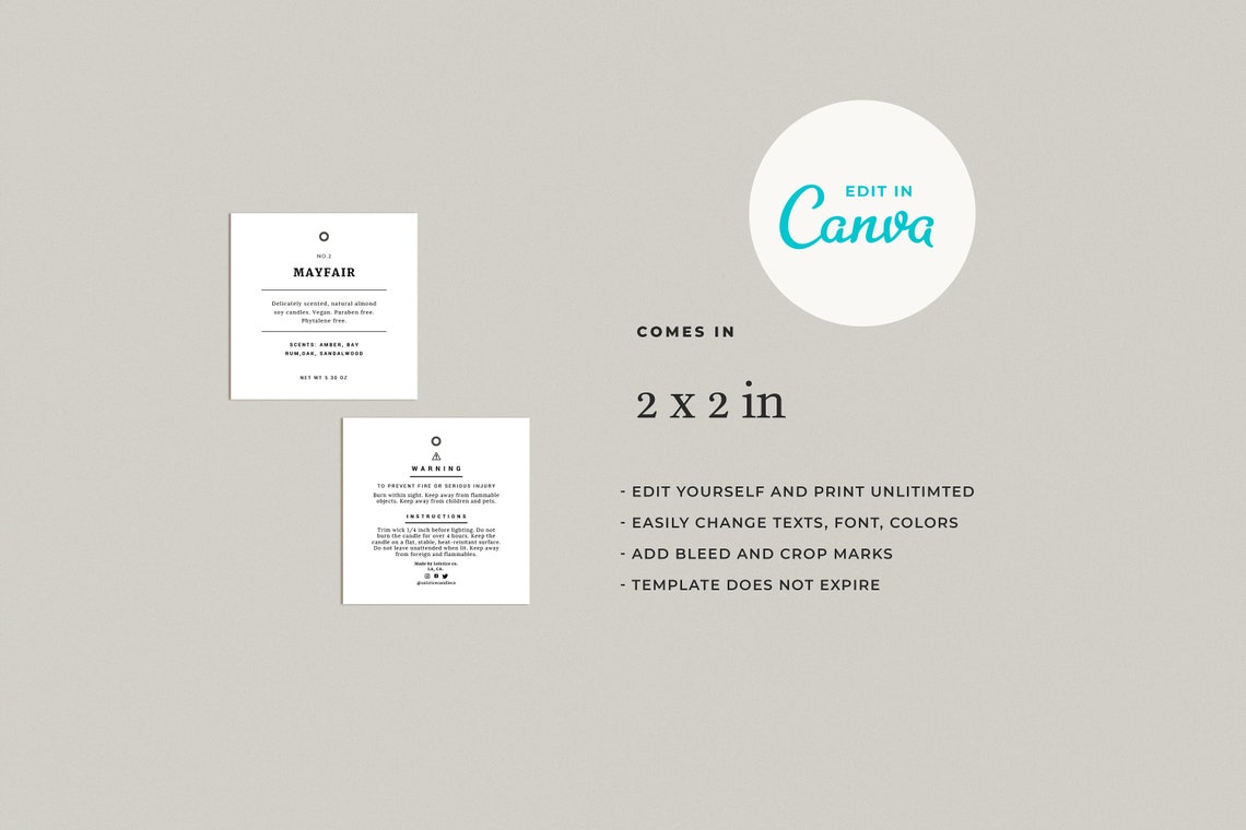 Candle Label Tag Template – Minimalist Product Price Tags (digital ...
