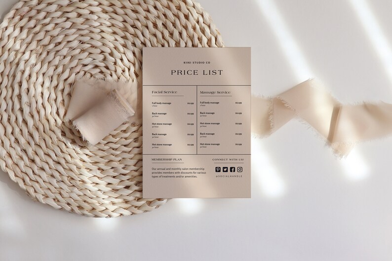 Minimalist Price List Template, Editable Pricing Sheet (canva Template ...