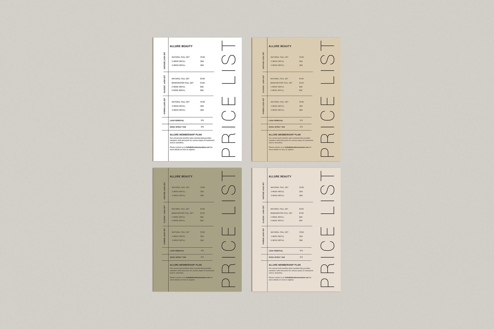 Minimalist Price List Template Printable Price Sheet DIY - Etsy