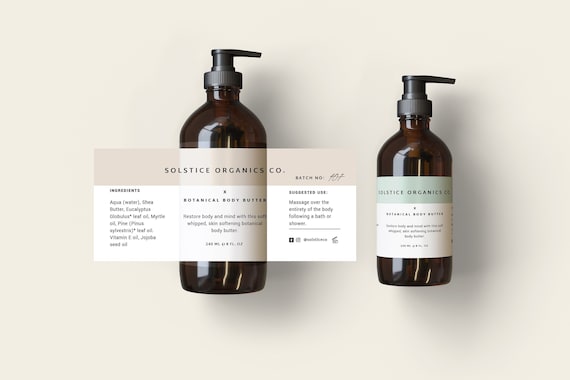 Pump Bottle Label Template DIY Minimalist Wrap Around Bottle - Etsy