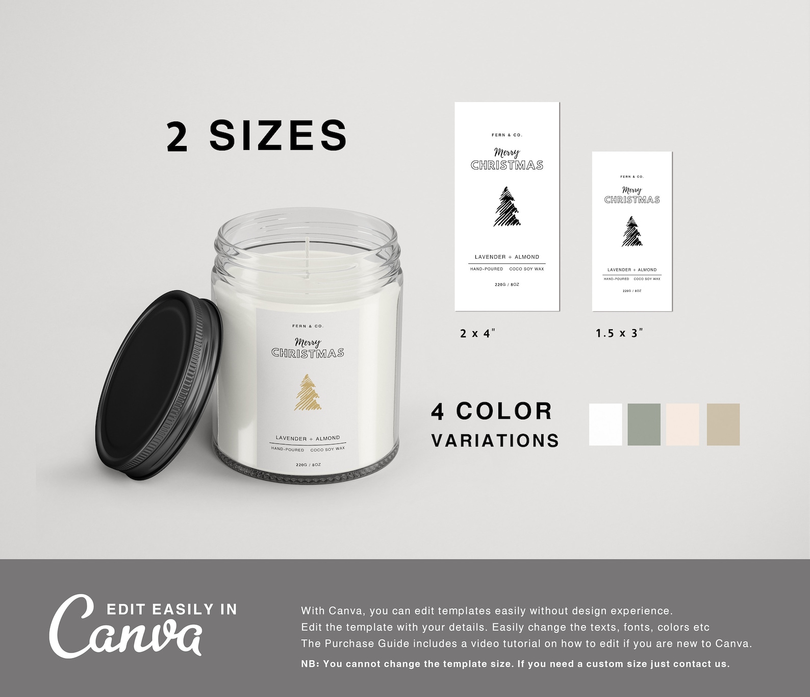 Christmas Candle Label Template, Vertical Candle Label Design ...