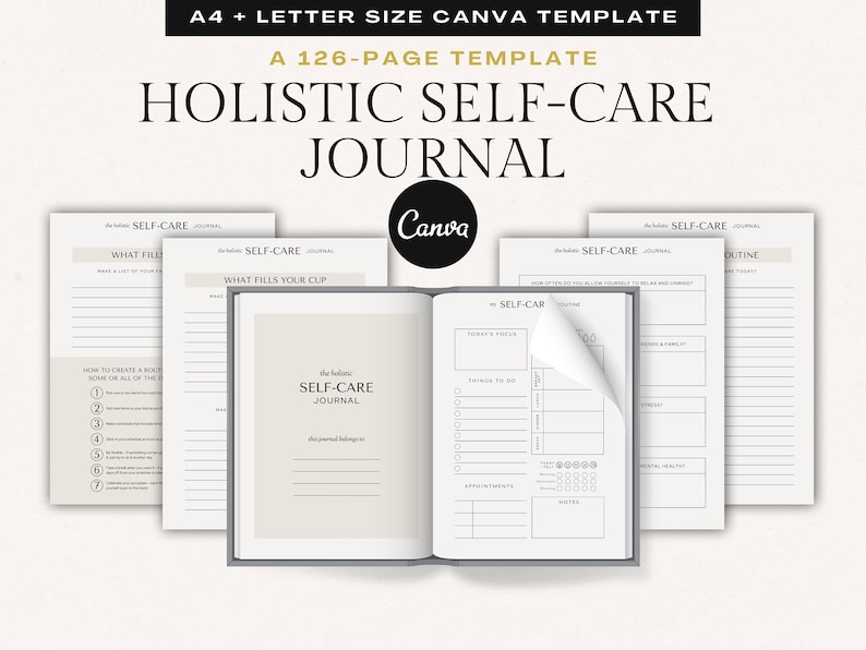 Holistic Self-care Journal Template, Daily Selfcare & Wellness Diary ...