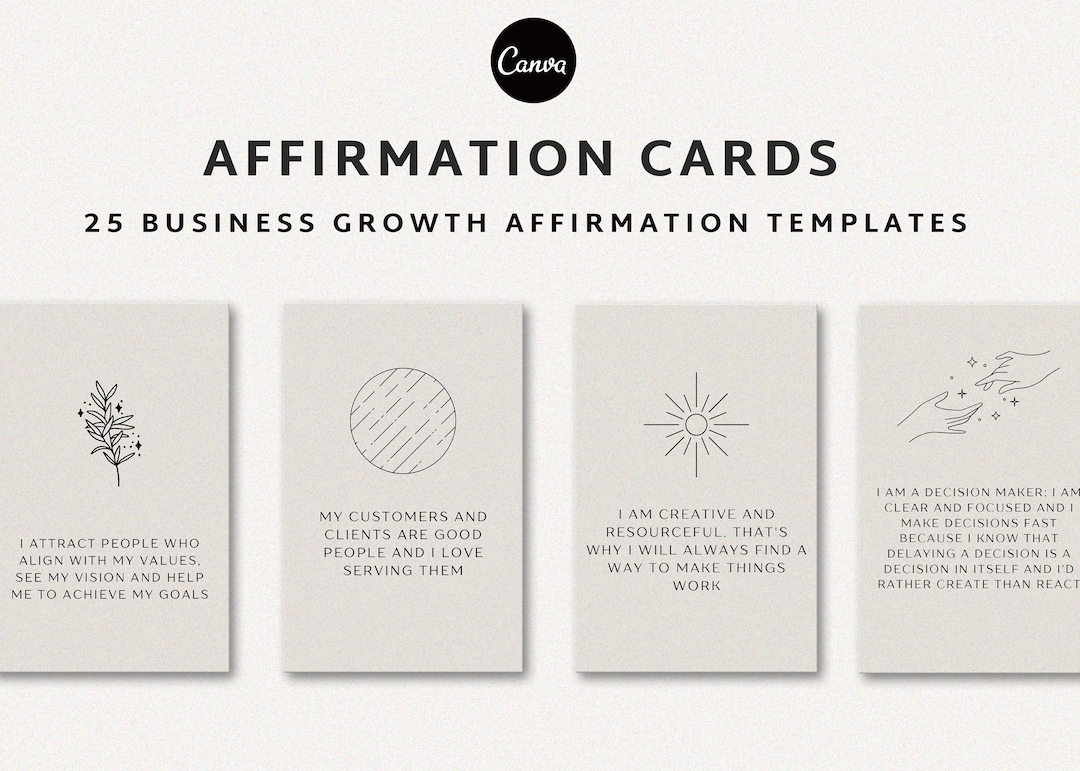 Affirmation Cards Template, Business Growth Affirmation Deck, Printable ...