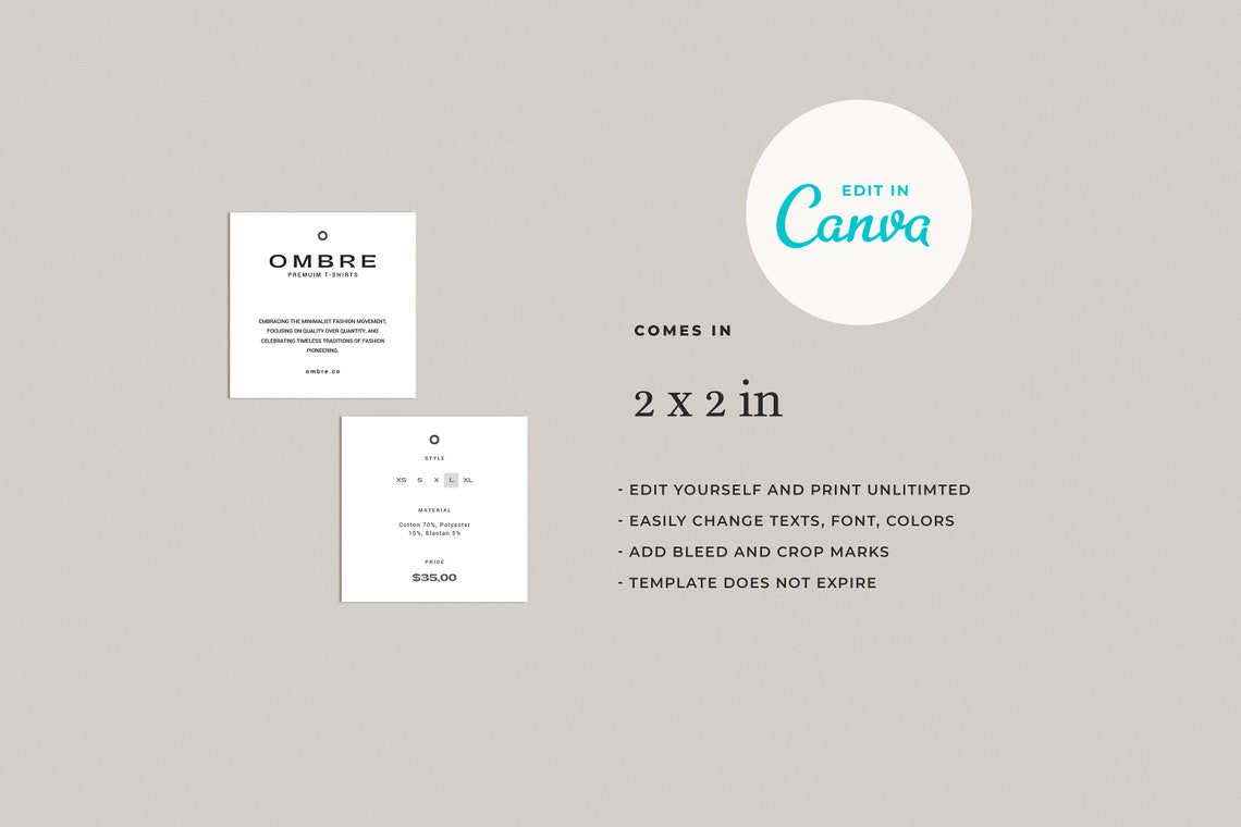 Editable Hang Tag Template DIY Square Hang Tags Minimalist | Etsy