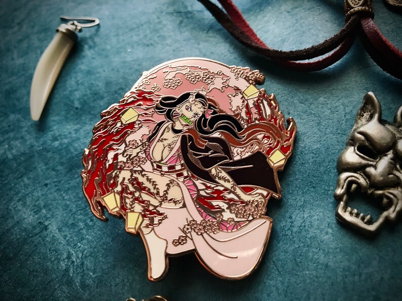 Nezu Hard Enamel Pin Demon Form Girl Anime Yokai Manga - Etsy