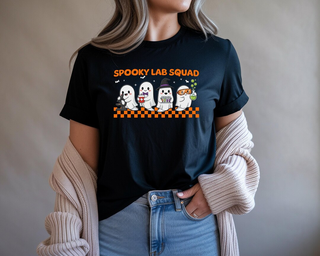 Spooky Lab Squad T-shirt, Cute Ghost Scientist T-shirt, Halloween ...