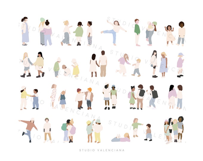 Flat Vector Kids Pack 23 Pack Vector Kids Illustrations Instant ...