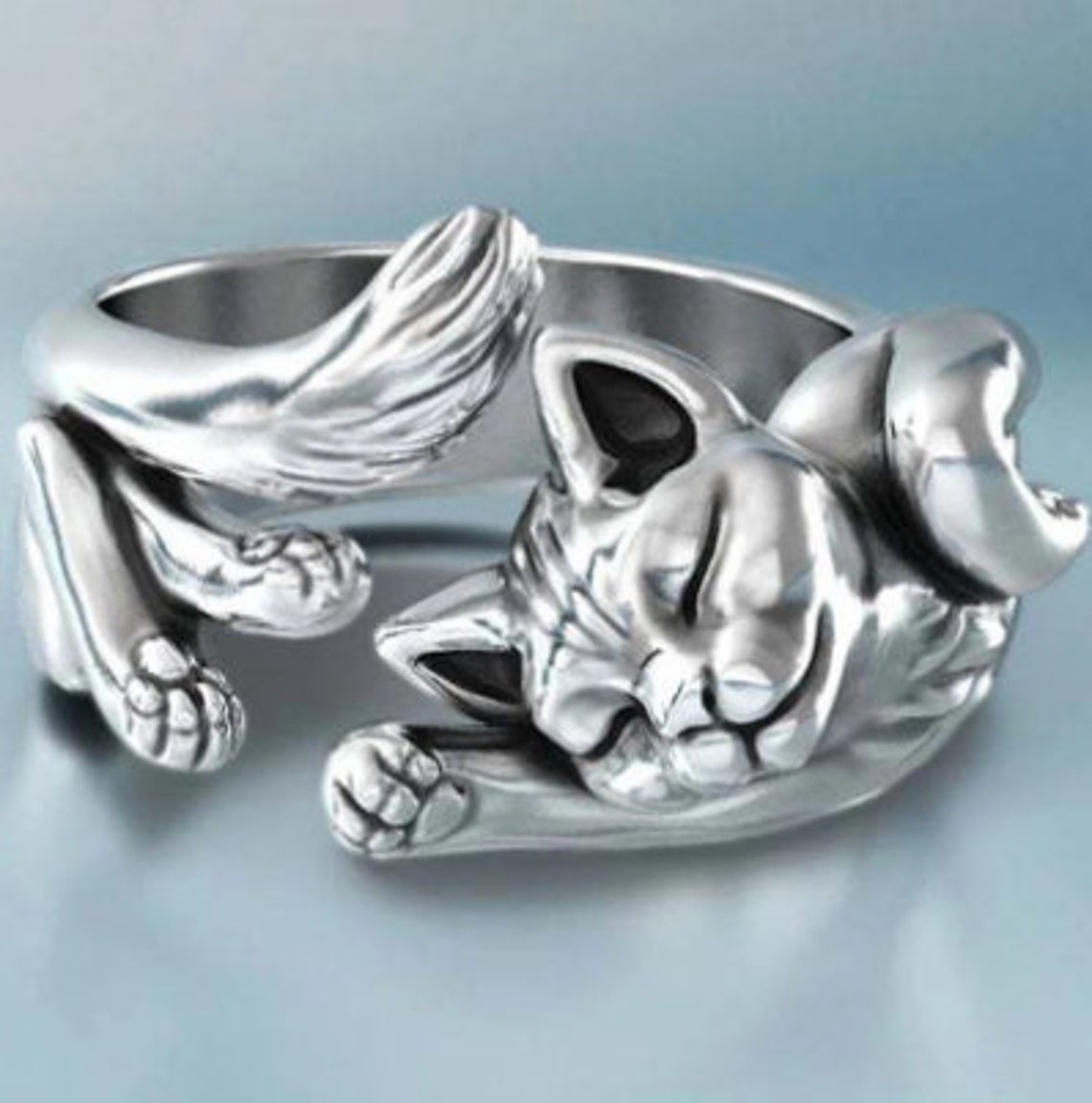 Vintage Cute Cat Rings 925 Sterling Silver Ring Women Girl - Etsy