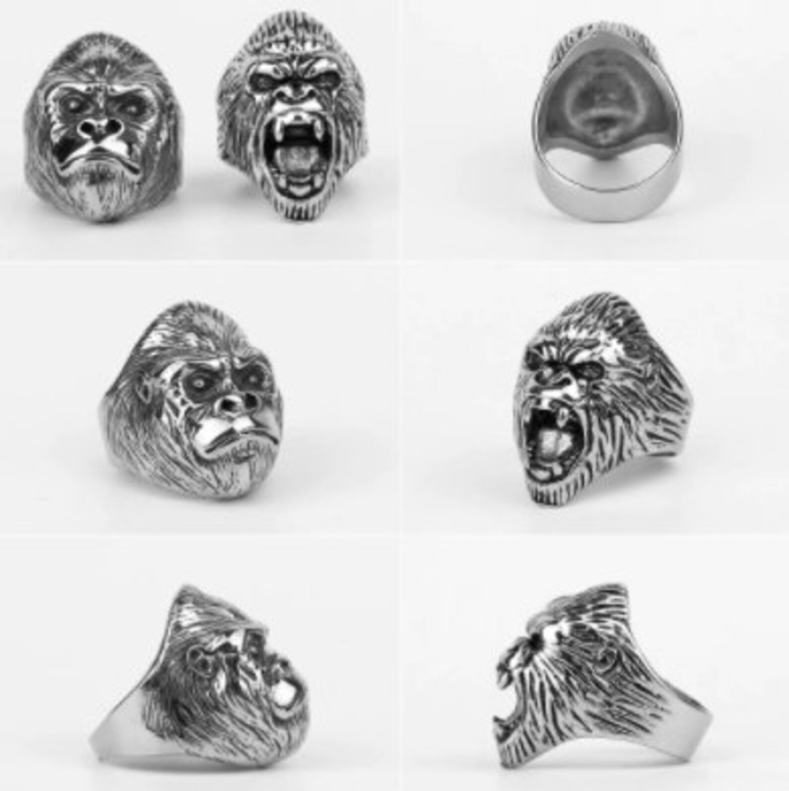 Stainless Steel Men Rings Gorilla Monkey Ring Vintage Punk - Etsy