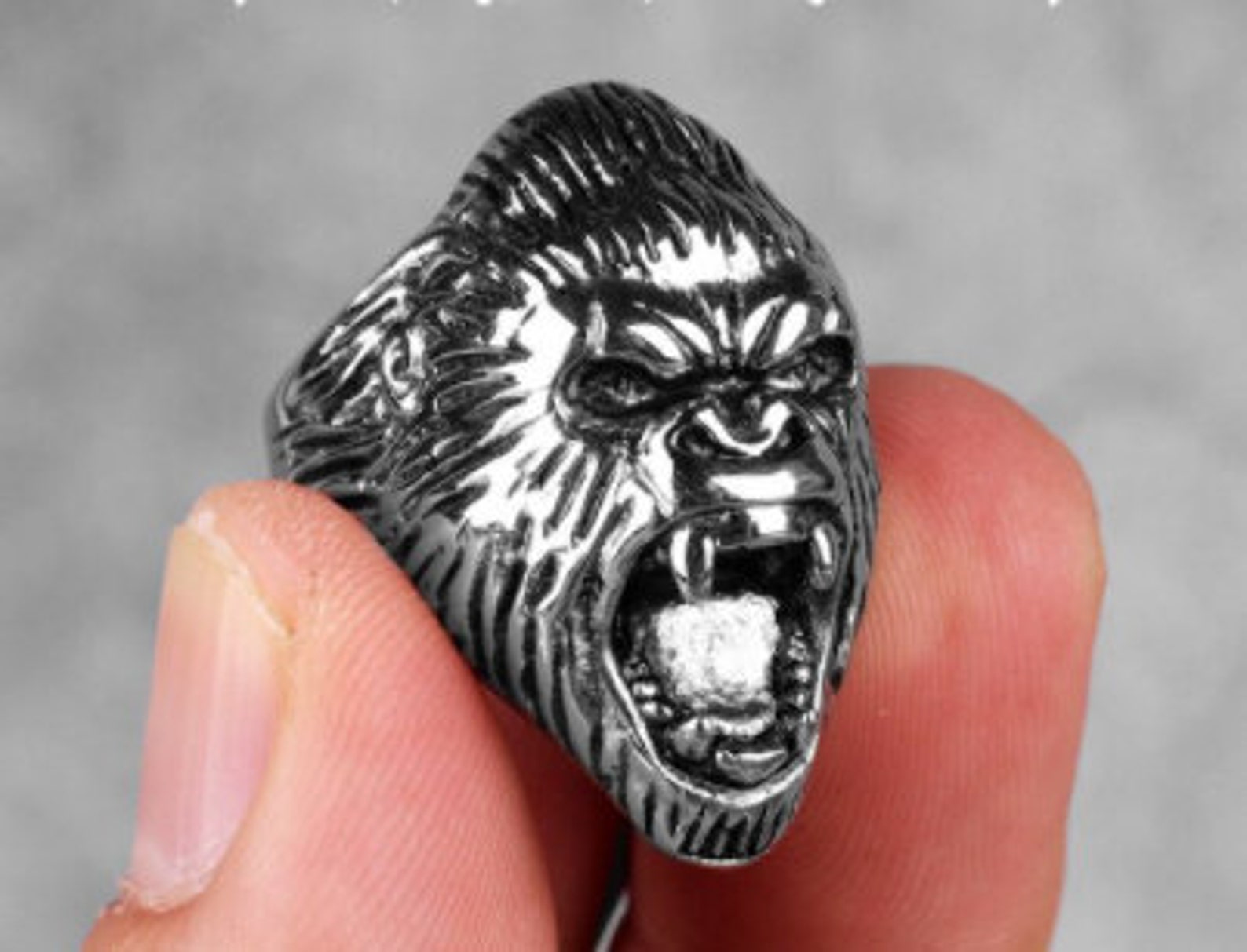 Stainless Steel Men Rings Gorilla Monkey Ring Vintage Punk - Etsy