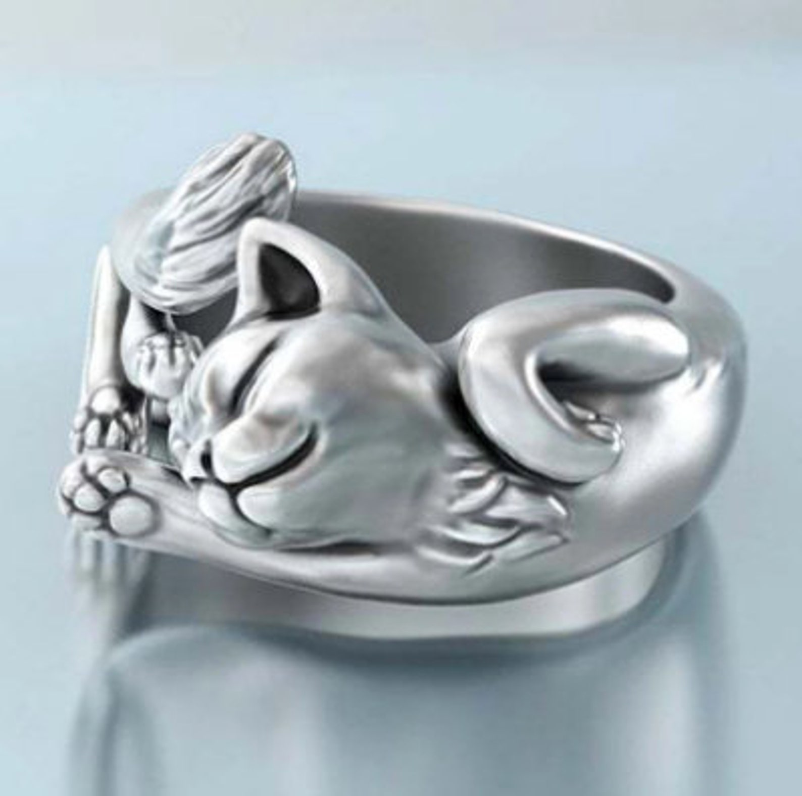 Vintage Cute Cat Rings 925 Sterling Silver Ring Women Girl - Etsy