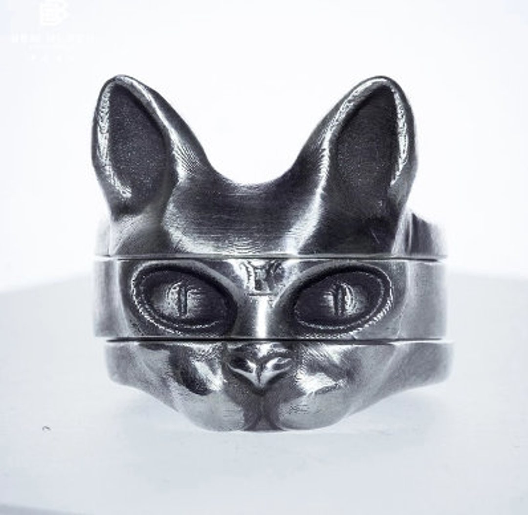 Vintage Set Hairless Cat Rings Retro Cat Ring Kitty Ring - Etsy