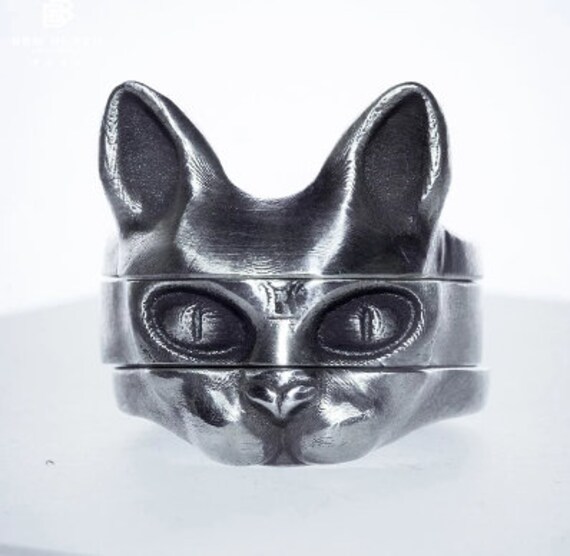 Vintage Set Hairless Cat Rings Retro Cat Ring Kitty Ring - Etsy