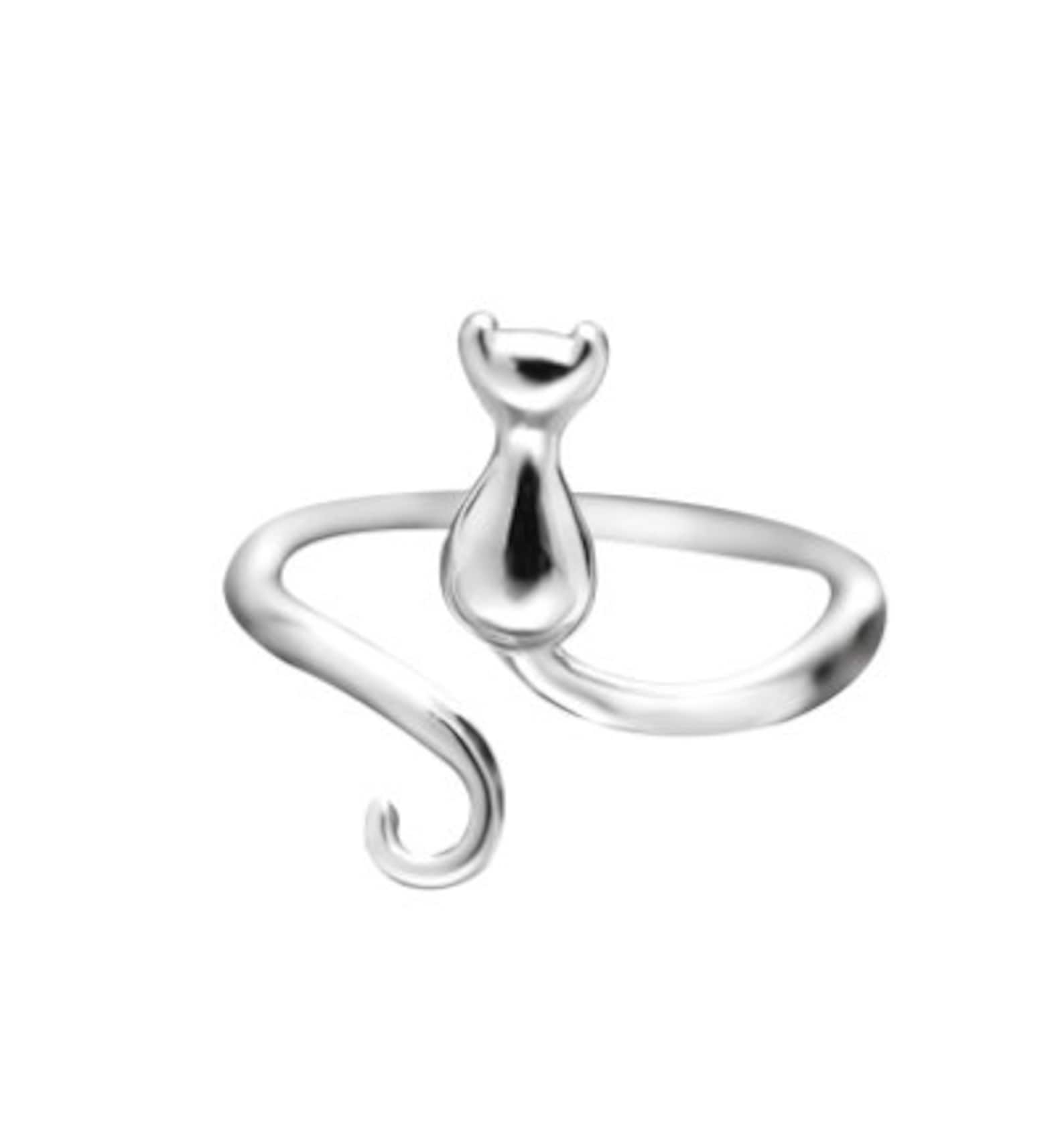 Bohemian 925 Sterling Silver Cat Rings for Women Girl Vintage ...