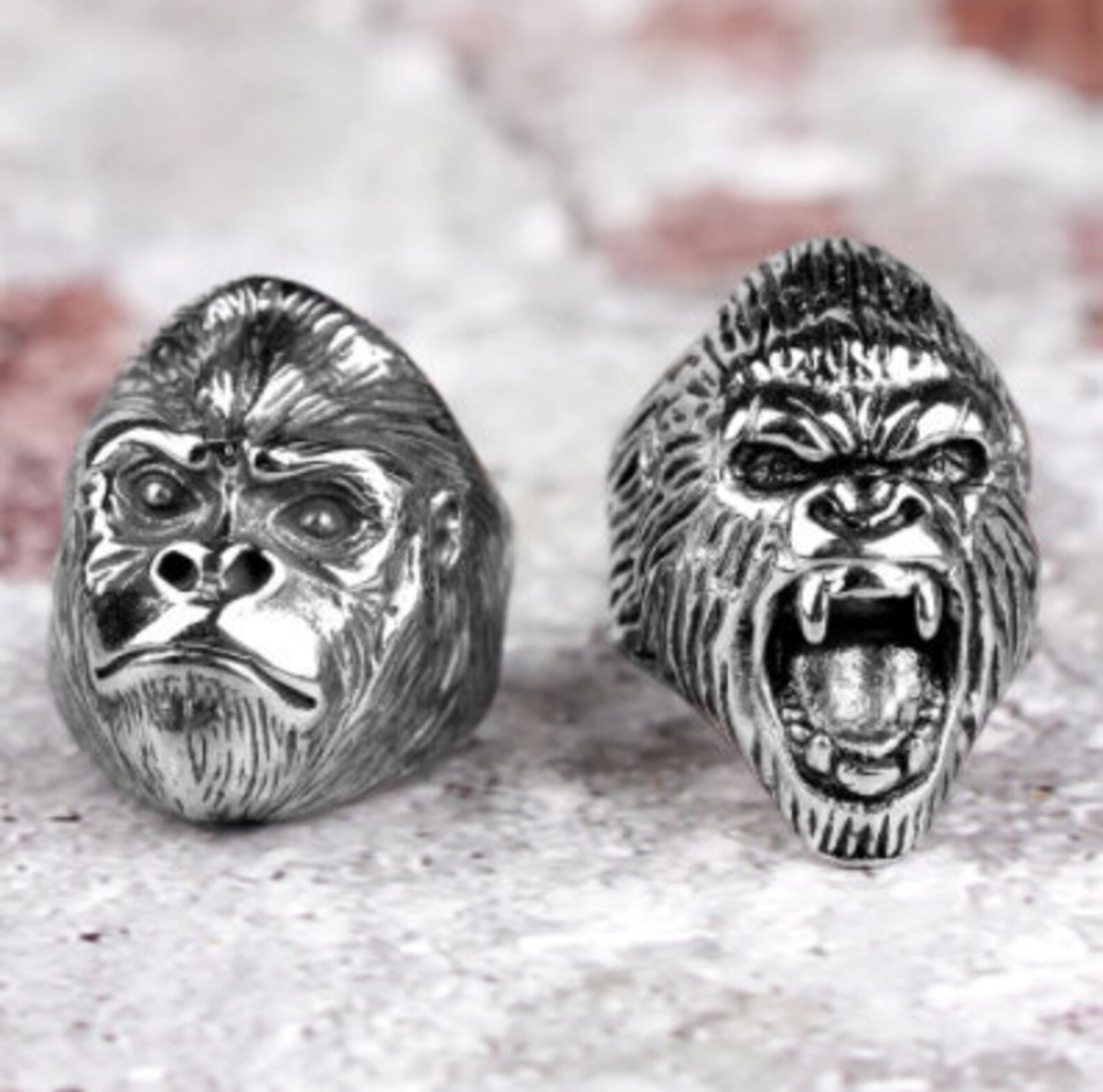 Stainless Steel Men Rings Gorilla Monkey Ring Vintage Punk - Etsy