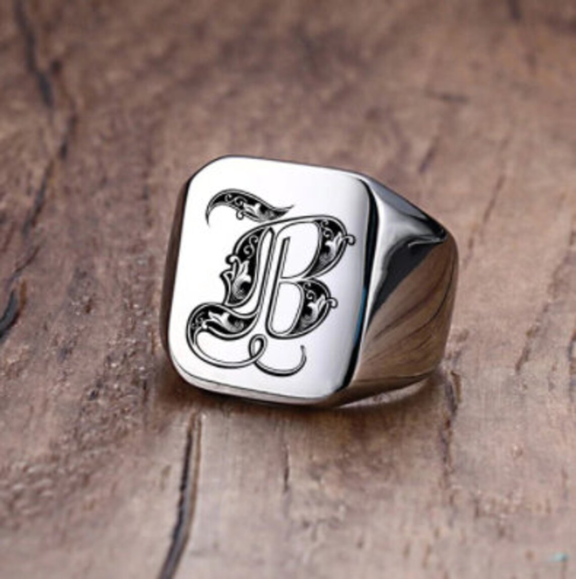 Retro Initials Signet Ring for Men Bulky Heavy Stamp Male Band - Etsy
