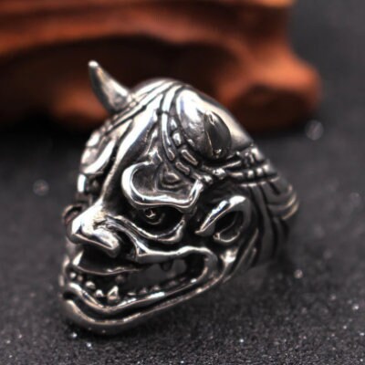 Vintage Mens Bull Head Skull Ring Stainless Steel Punk Biker Ghost Ring ...