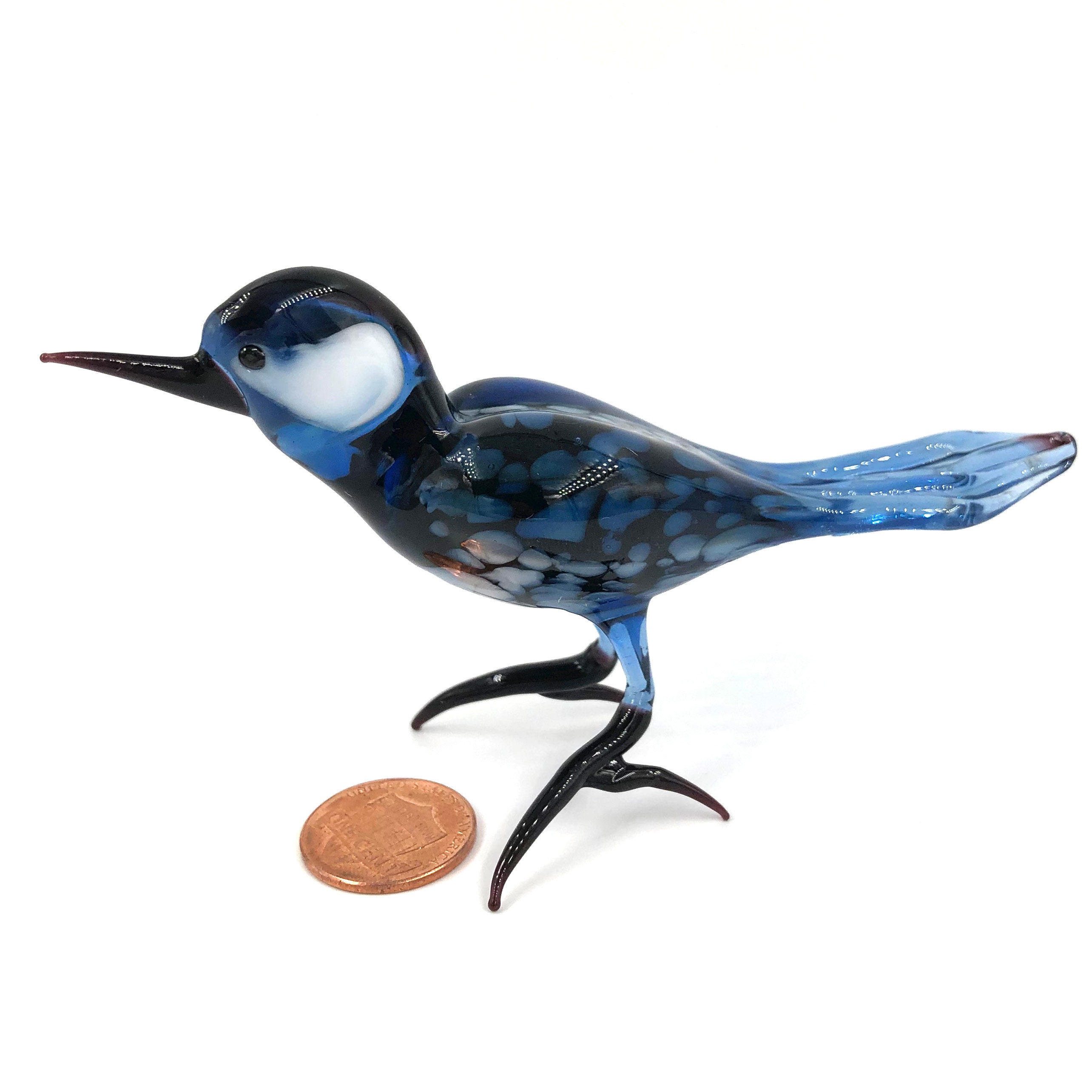 Bird Blue Glass Figurine Beautiful Lampwork Art Miniature Unique ...