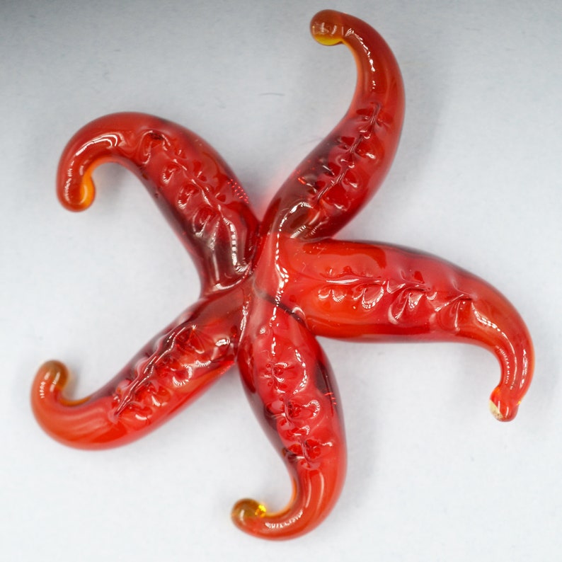 Glass Red Starfish Figurine Sea Creature Beautiful Miniature Unique ...