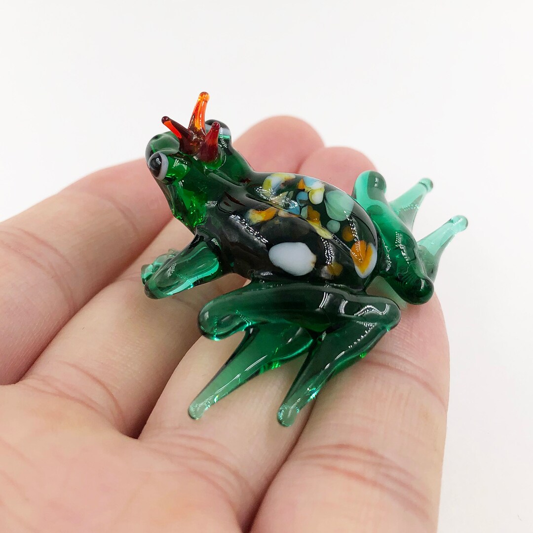Green Frog Princess Glass Miniature Figurine Beautiful Lampwork Art ...
