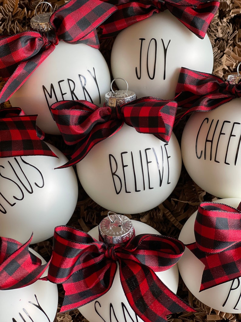 Rae Dunn Inspired Christmas Ornaments, Farmhouse Ornaments - Etsy