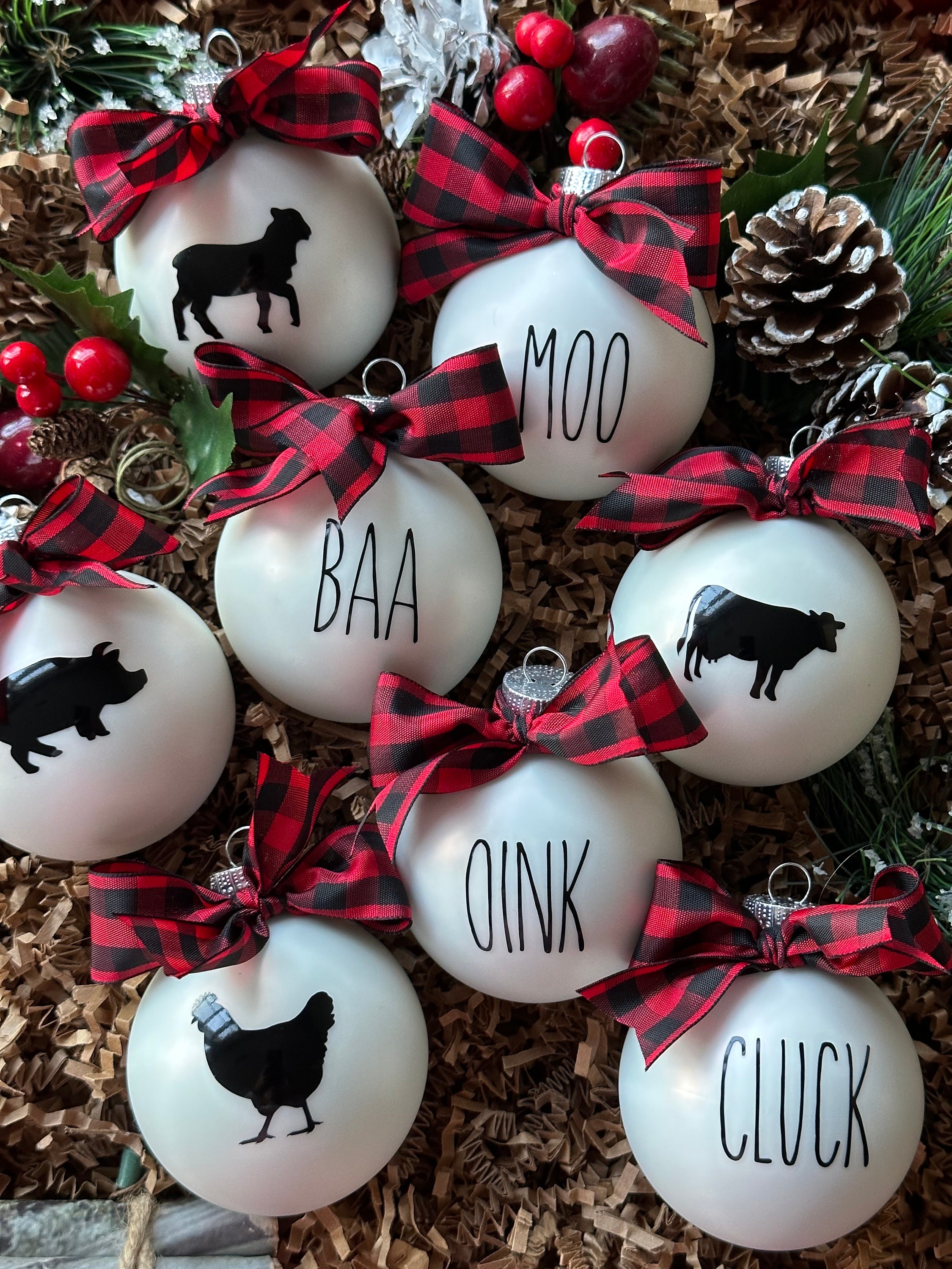Rustic Farmhouse Christmas Ornaments, Farm Animal Ornaments, Rae Dunn ...
