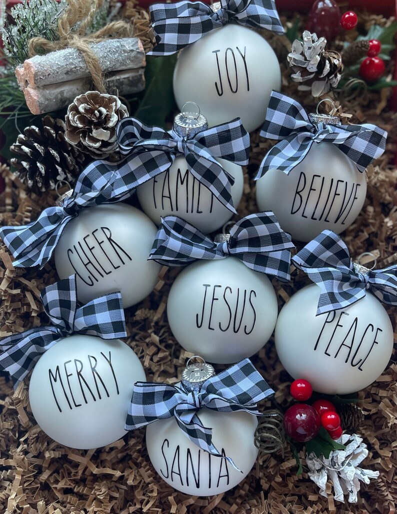 Rae Dunn Inspired Christmas Ornaments, Farmhouse Ornaments - Etsy