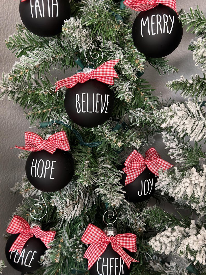 Black Rae Dunn Inspired Glass Christmas Ornaments (set of 8) - Etsy