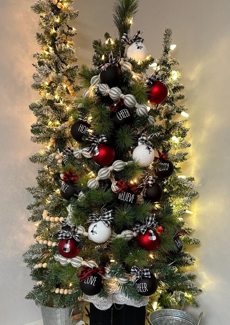 Black Rae Dunn Inspired Glass Christmas Ornaments (set of 8) - Etsy