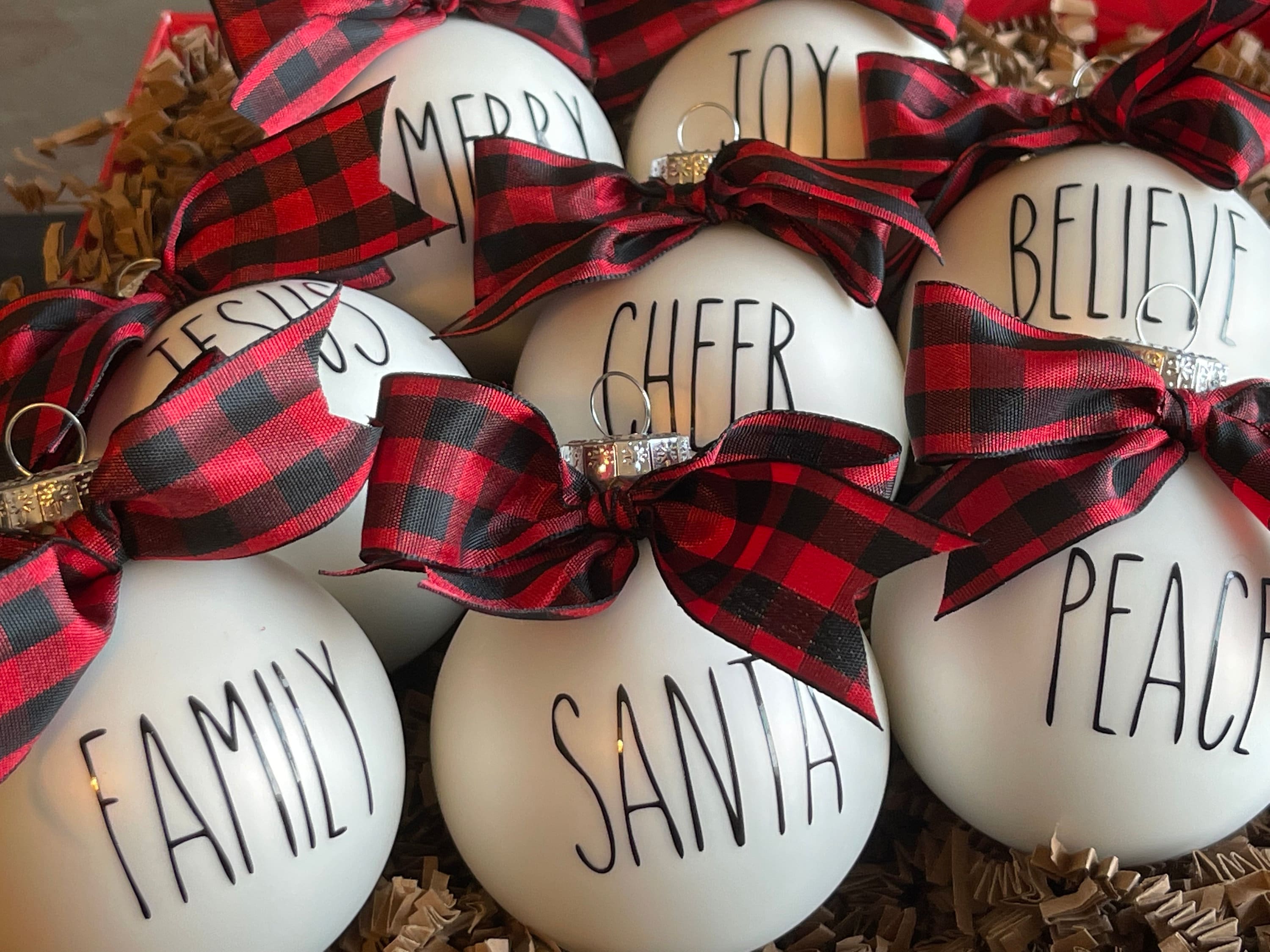 Rae Dunn Inspired Christmas Ornaments, Farmhouse Ornaments - Etsy
