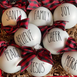 Rae Dunn Inspired Christmas Ornaments, Farmhouse Ornaments - Etsy