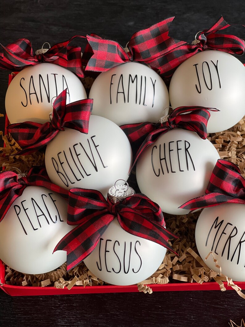 Rae Dunn Inspired Christmas Ornaments, Farmhouse Ornaments - Etsy