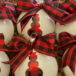 Rustic Farmhouse Buffalo Plaid Christmas Ornaments - Etsy