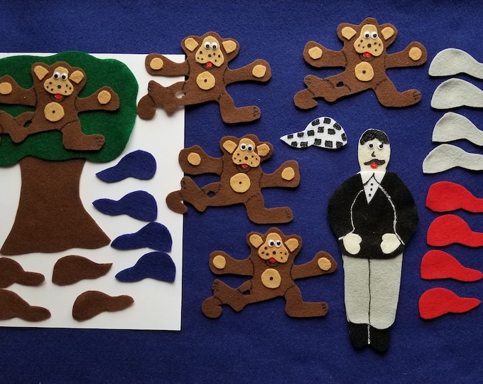 CAPS FOR SALE Felt Story Set Flannel Board Set Felt Stories Teacher ...