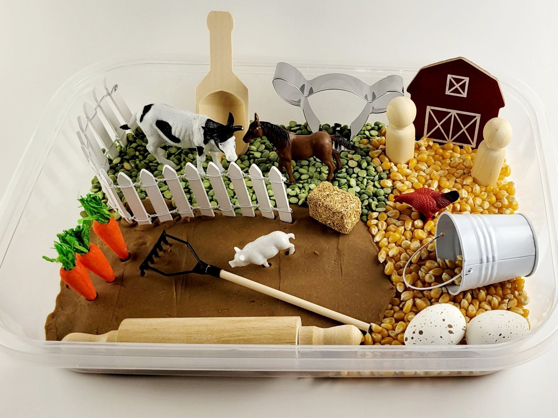 Farm Sensory Bin, Farm Playdough Kit, Playdough Sensory Kit, Farm ...