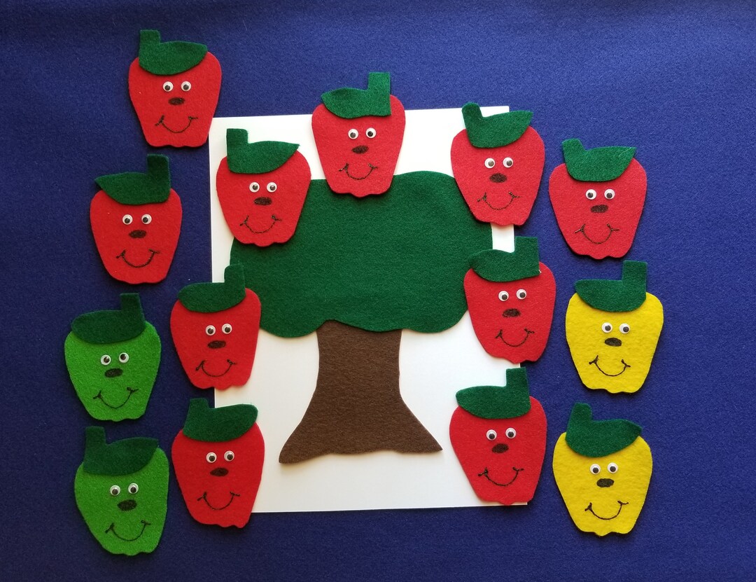 15 Piece 10 LITTLE APPLES Felt Story Set Felt Stories Teacher Supplies ...