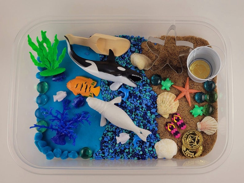 Ocean Sensory Bin, Kinetic Sand Kit, Play Dough Kit, Playdough Kit ...