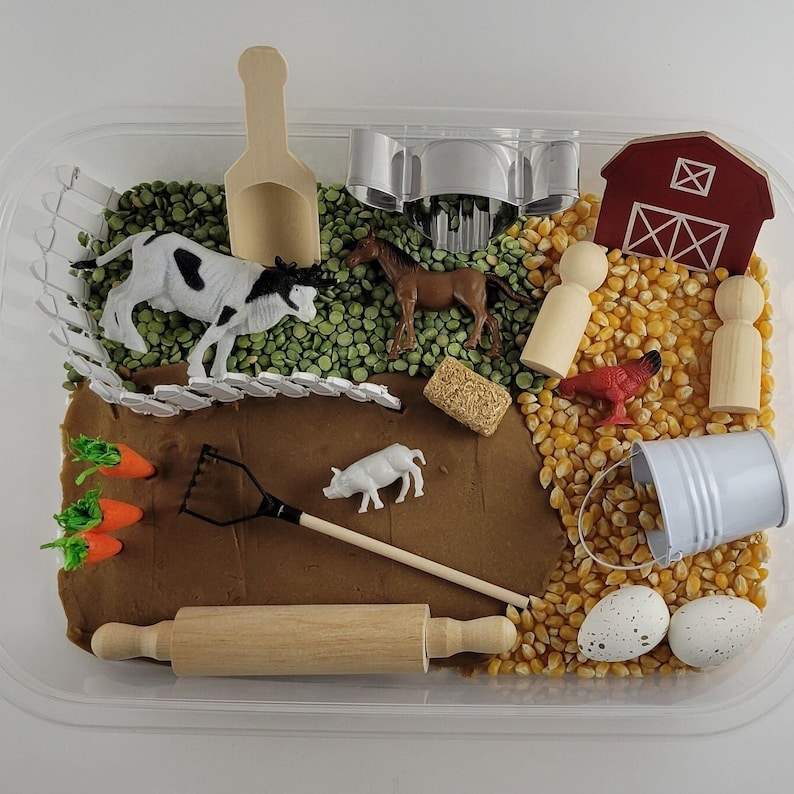 Farm Sensory Bin, Farm Playdough Kit, Playdough Sensory Kit, Farm ...