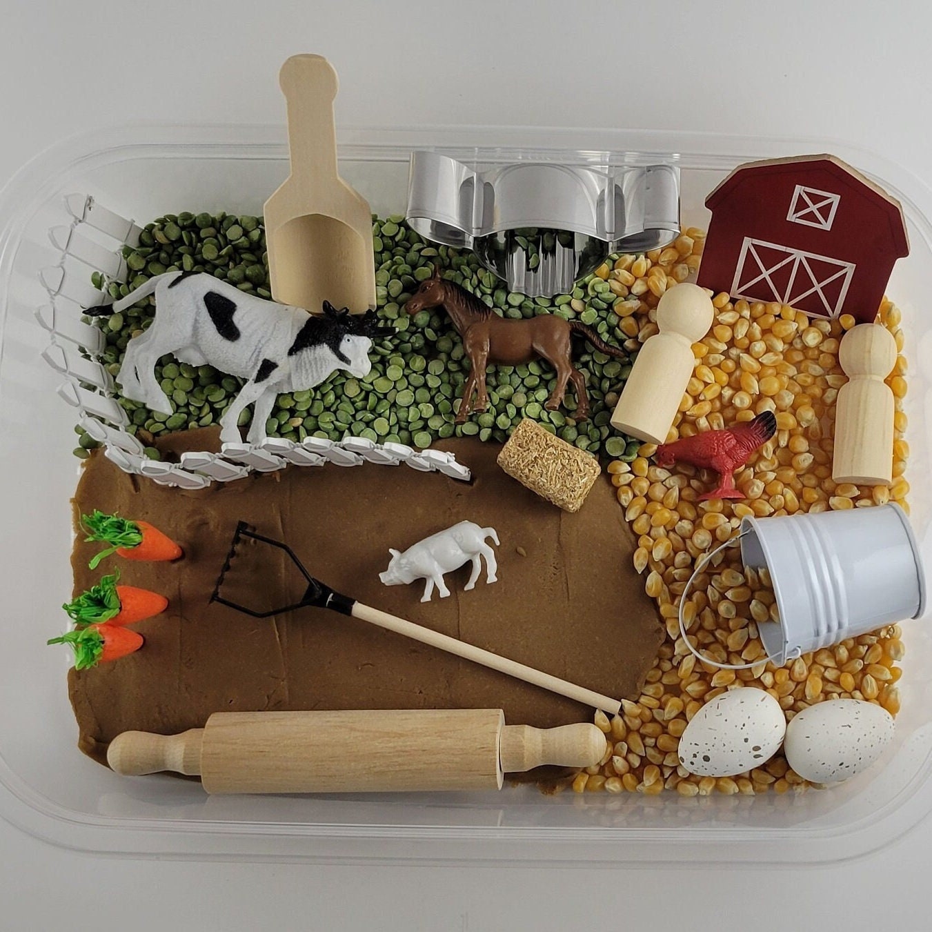 Farm Sensory Bin, Farm Playdough Kit, Playdough Sensory Kit, Farm ...
