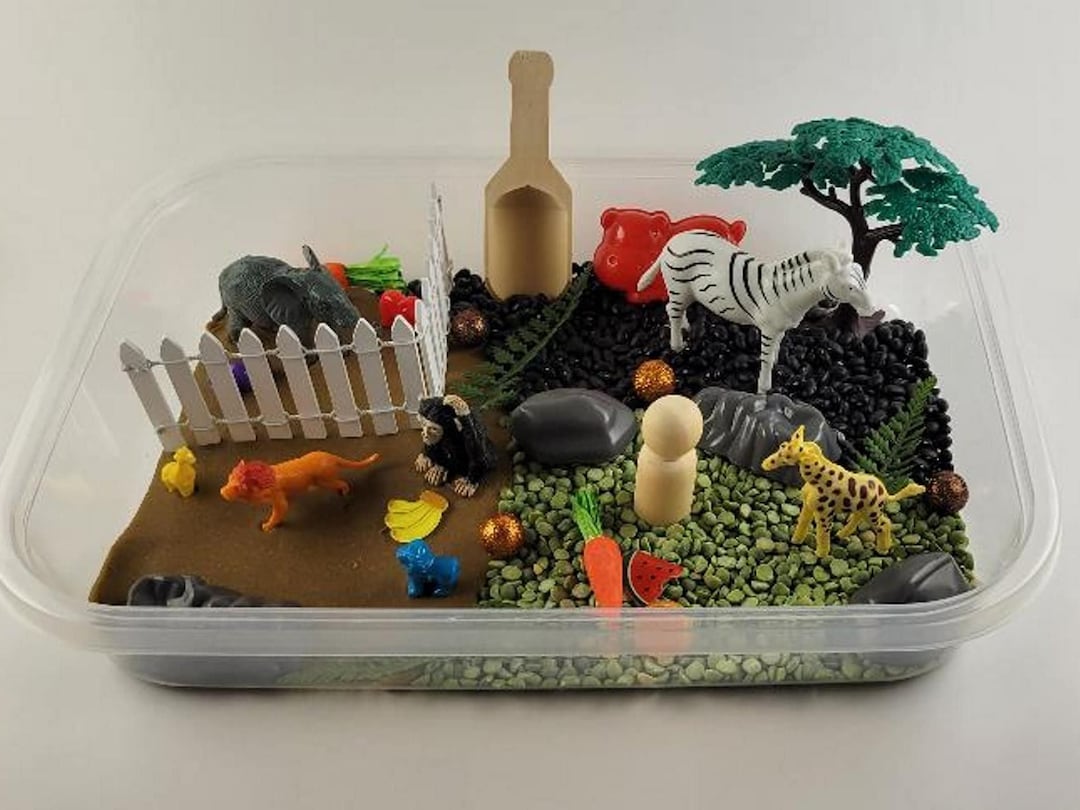 At the Zoo Sensory Bin, Zoo Play Dough Kit, Jungle Sensory Kit, Safari ...
