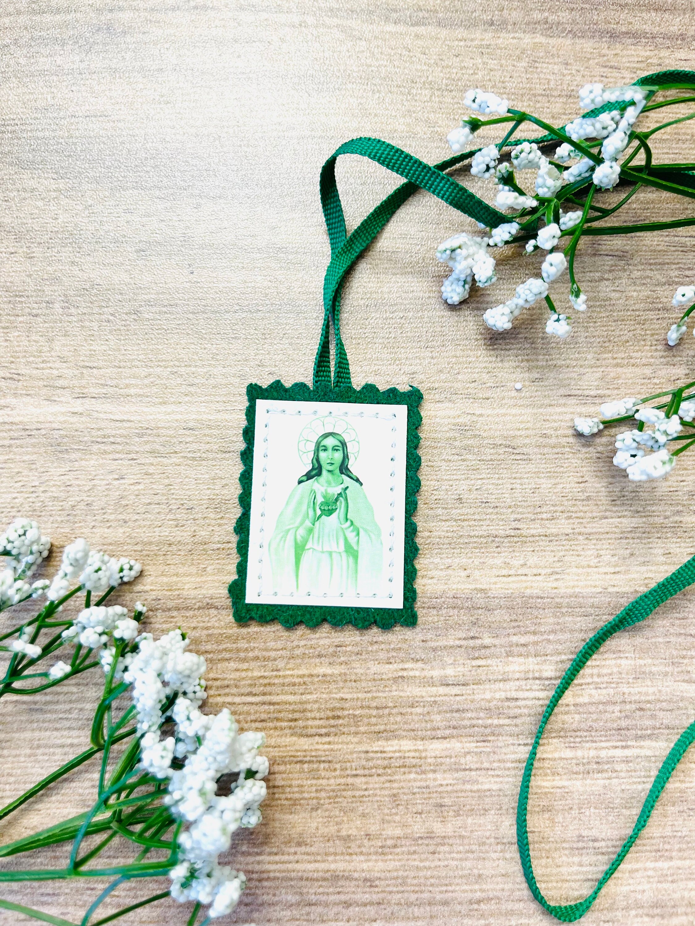 Green Scapular: Immaculate Heart of Mary, Catholic Gift - Etsy